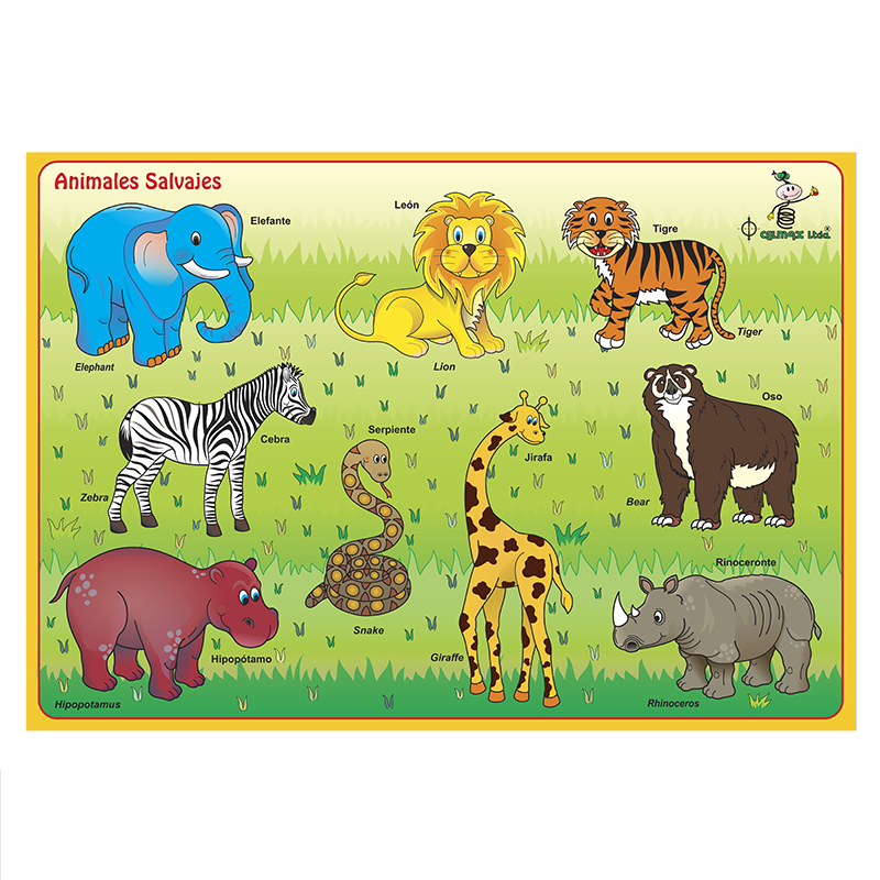 Encajable Animales Salvajes x 9 (Español e Inglés) – Didácticos Celmax SAS